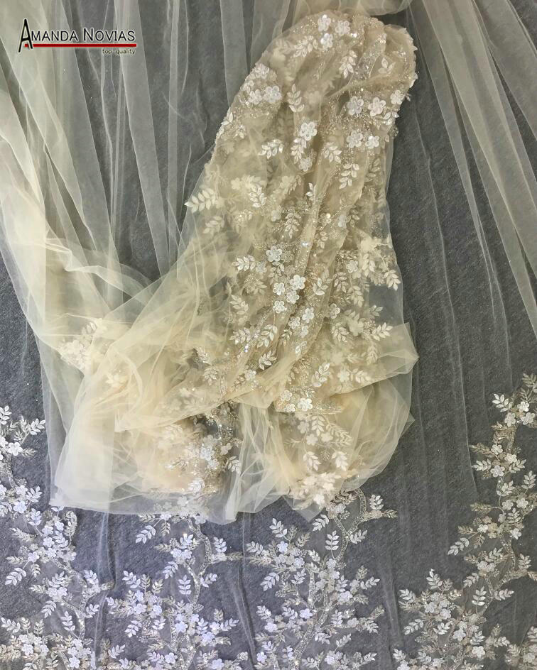 Champagne Color Luxury 5m Long Veils Wedding Long Veil With Full Beadi ...